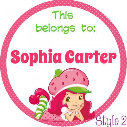 Strawberry Shortcake 2 Inches Round Label - Girl Labels For School ...