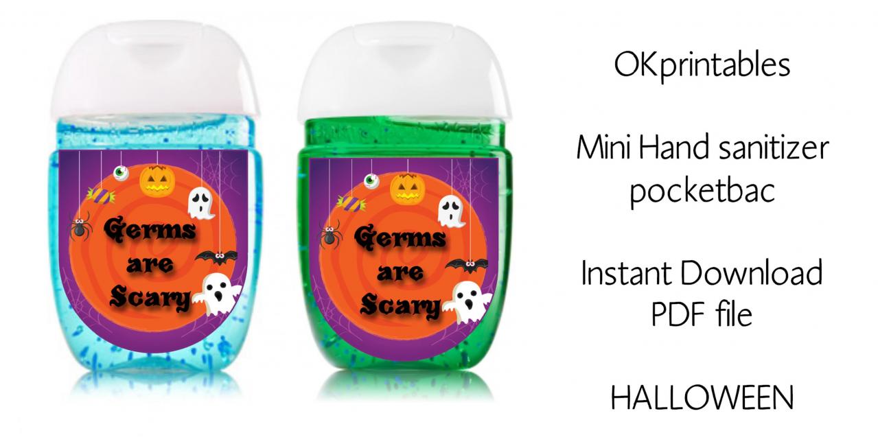 Halloween Hand Sanitizer Label, Shower Party Favors - Halloween Class ...