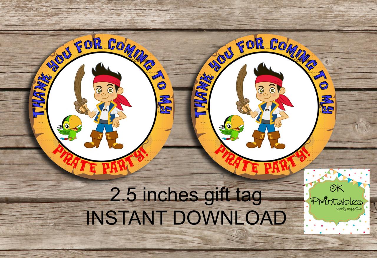 Jack Pirates Favor Tag - Instant Download 2.5 Inches Tag, Printable Tag ...
