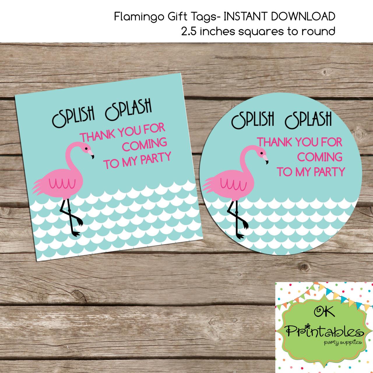 Flamingo Favor Tag - Instant Download 2.5 Inches Tag, Printable Tag ...