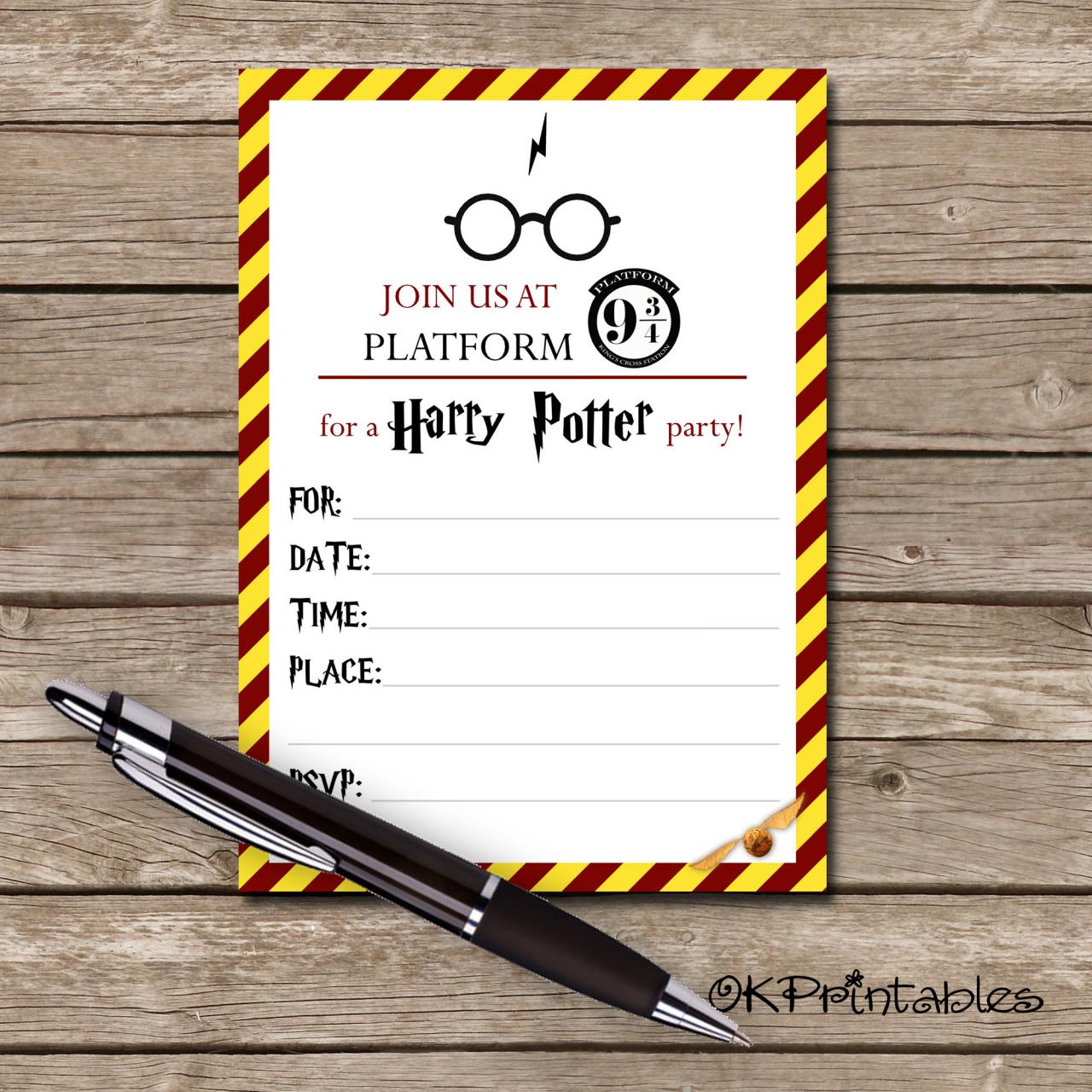 Harry Potter Invitation Printable Invite Harry Potter HP Party 