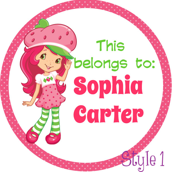 Strawberry Shortcake 2 Inches Round Label - Girl Labels For School ...
