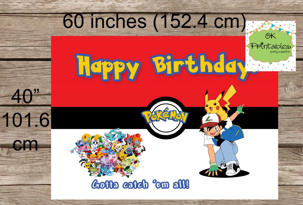 Pokemon Happy Birthday Banner Printable POKEMON Party Supplies