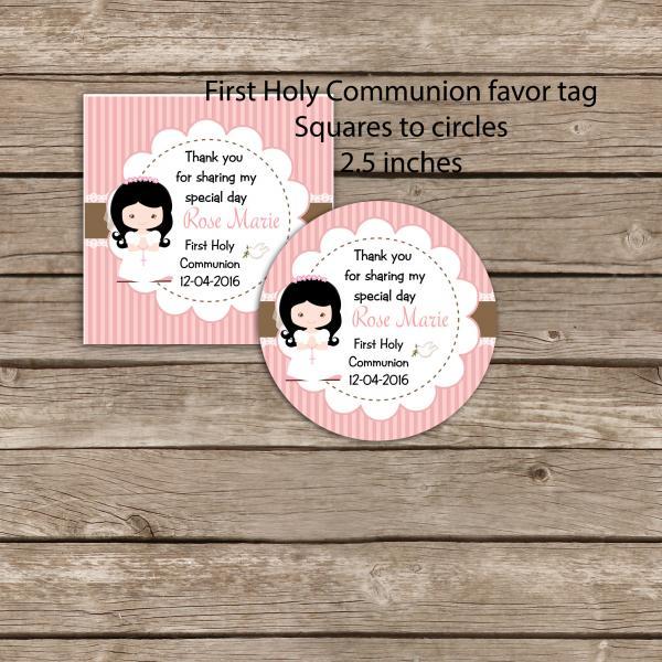 First Communion Printable Favor Tags - Digital File - Square To Circles ...