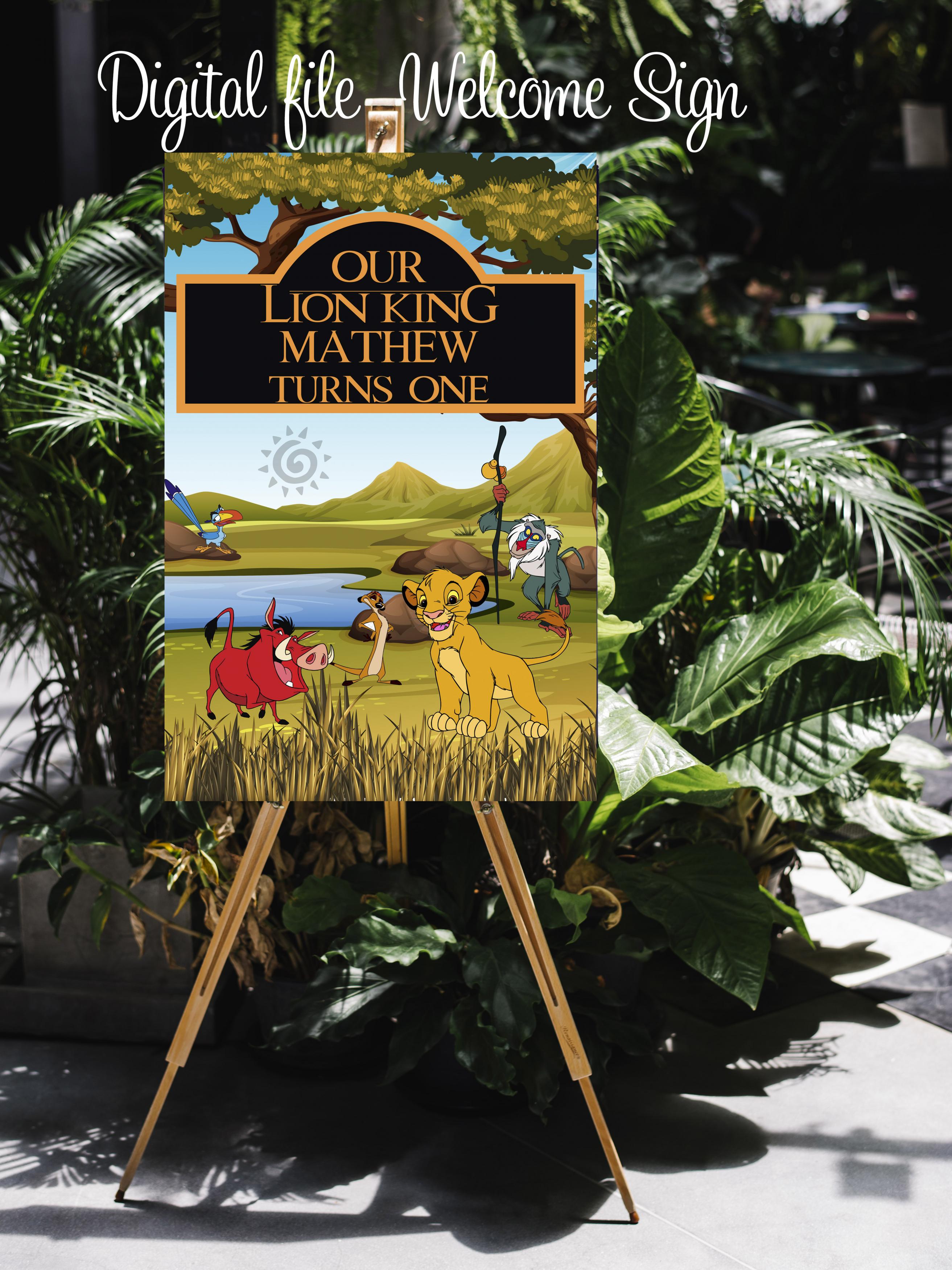 Welcome Sign- Lion King Birthday Party- Custom Sign- Simba Party ...