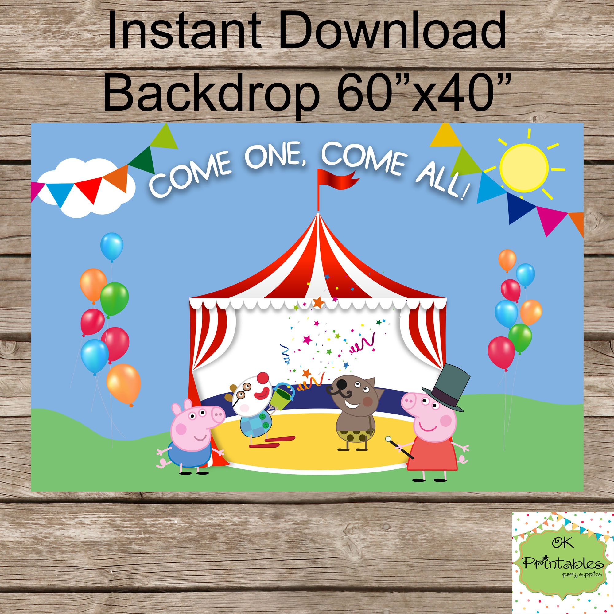 Peppa Pig Circus Birthday Backdrop on Luulla